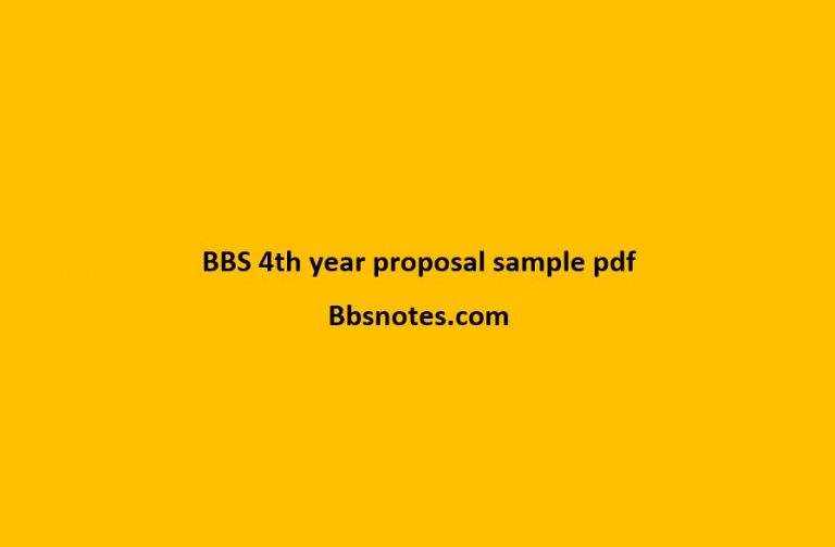 BBS 4th year proposal sample pdf - BBS Notes