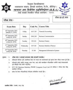 BBA 3rd Semester Exam Routine 2079 - BBS Notes