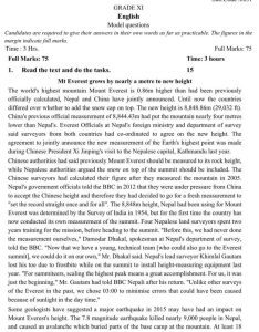 NEB Garde 11 English Model Question Paper - BBS Notes